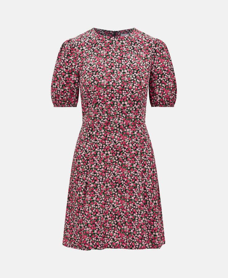 Red Floral Puff Sleeve Mini Dress – Needs No Label