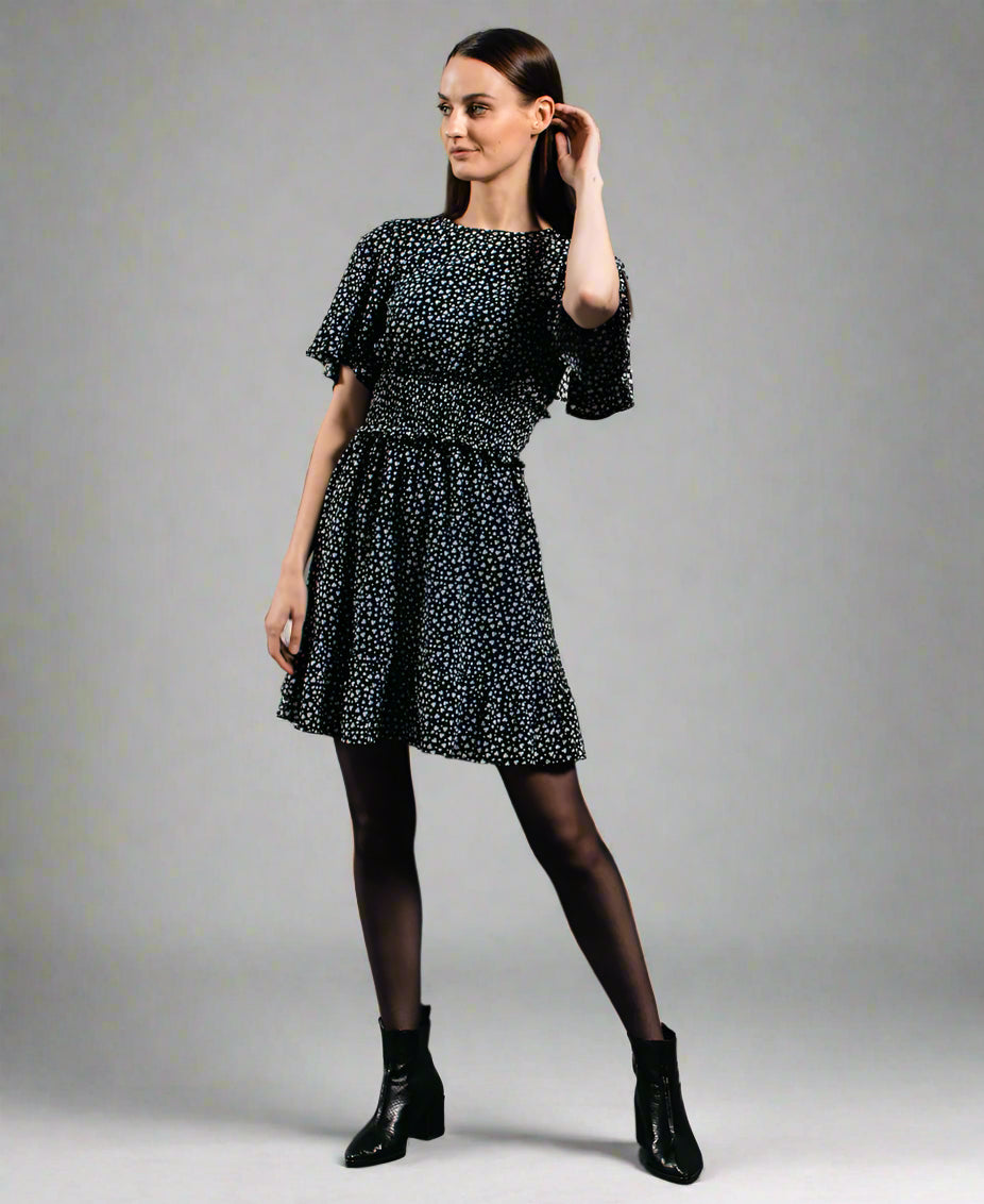 Mono Heart Shirred Waist Mini Dress – Needs No Label